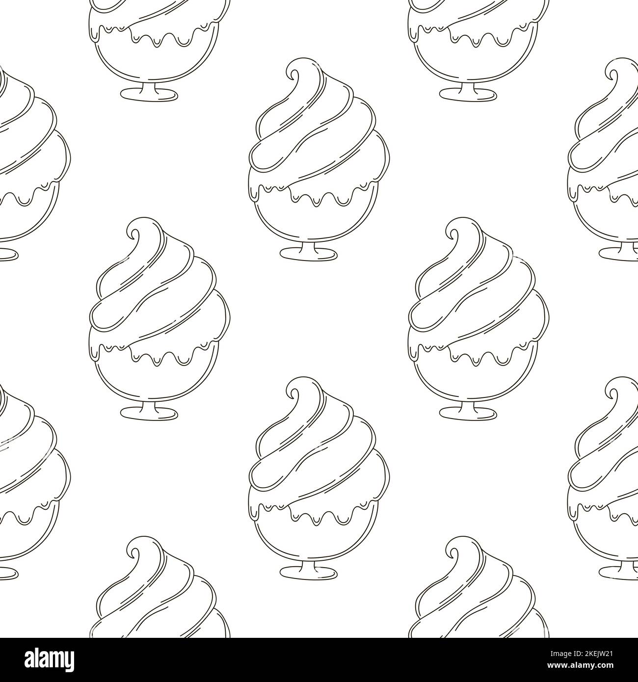 Ice cream seamless pattern. Berry ice cream. Coloring summer pattern ...