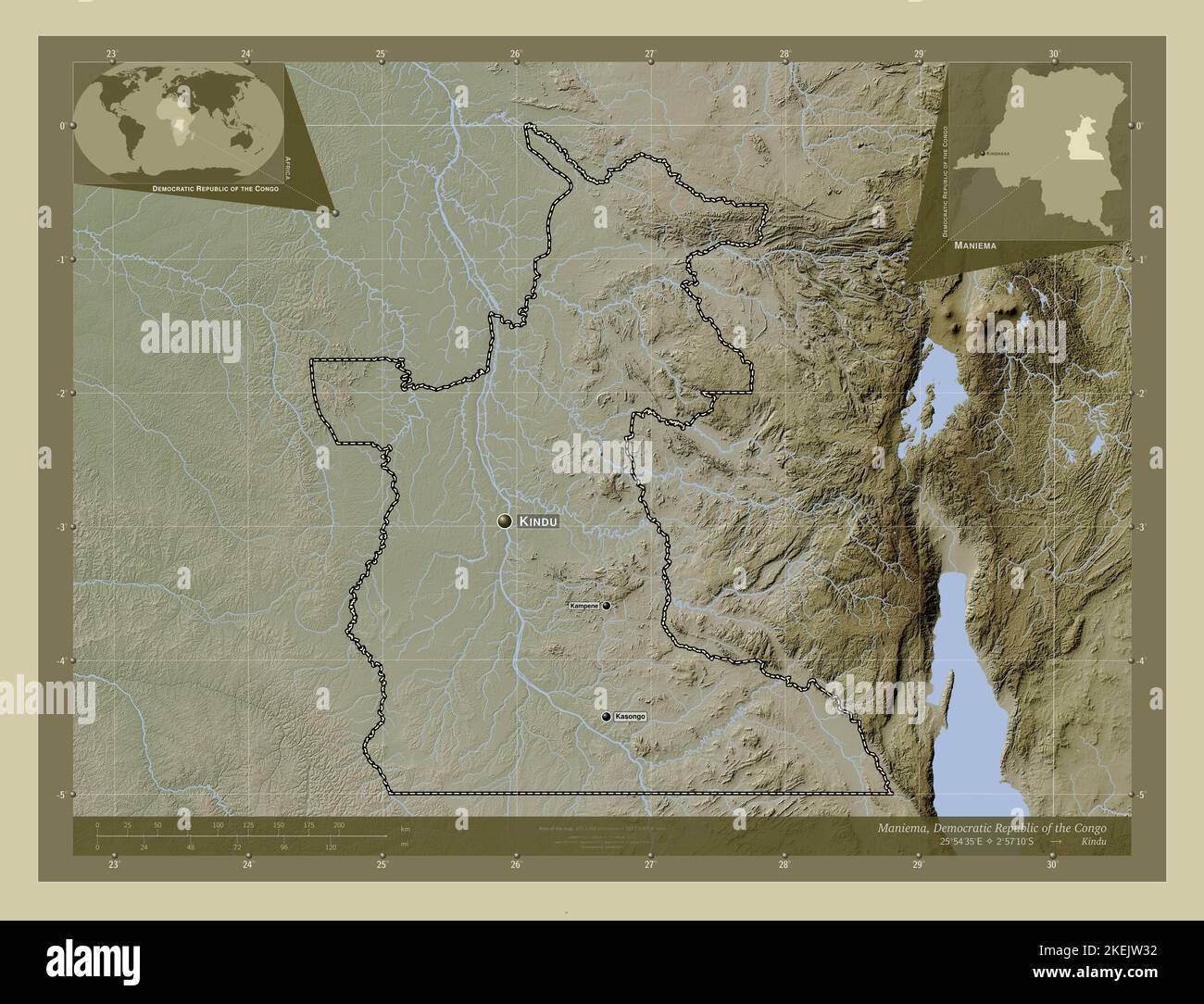 Maniema, province of Democratic Republic of the Congo. Elevation map ...