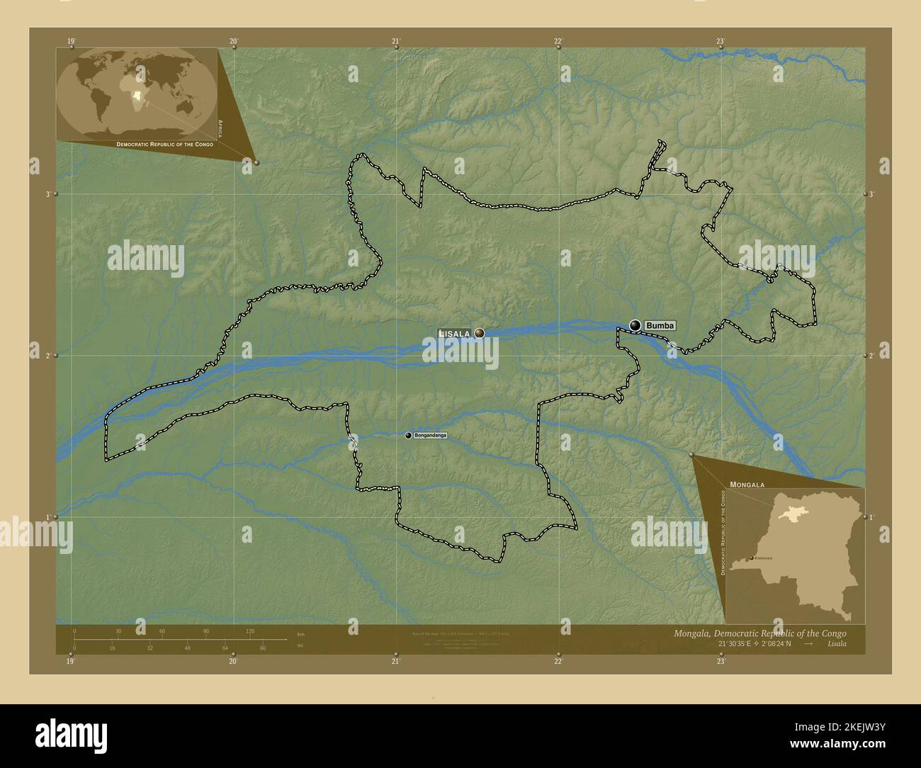 Mongala, province of Democratic Republic of the Congo. Colored ...