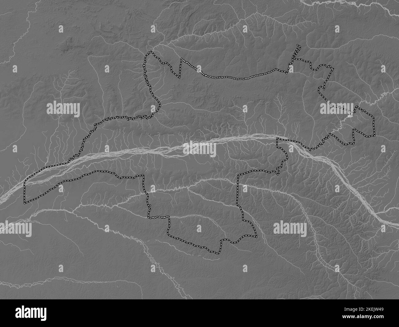 Mongala, province of Democratic Republic of the Congo. Grayscale ...