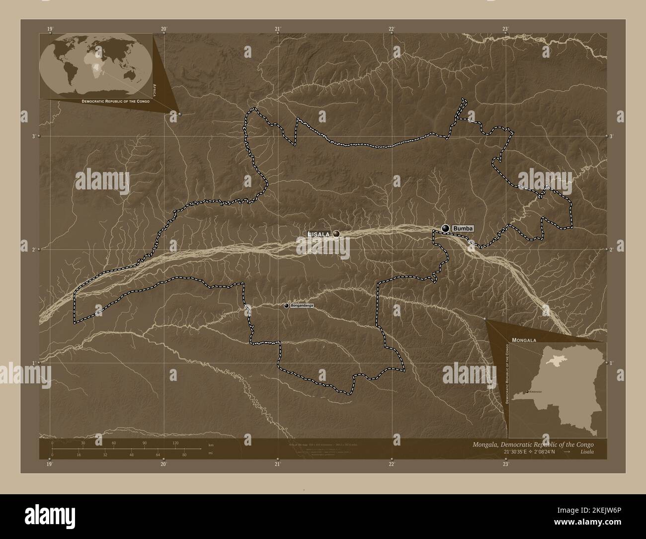 Mongala, province of Democratic Republic of the Congo. Elevation map ...