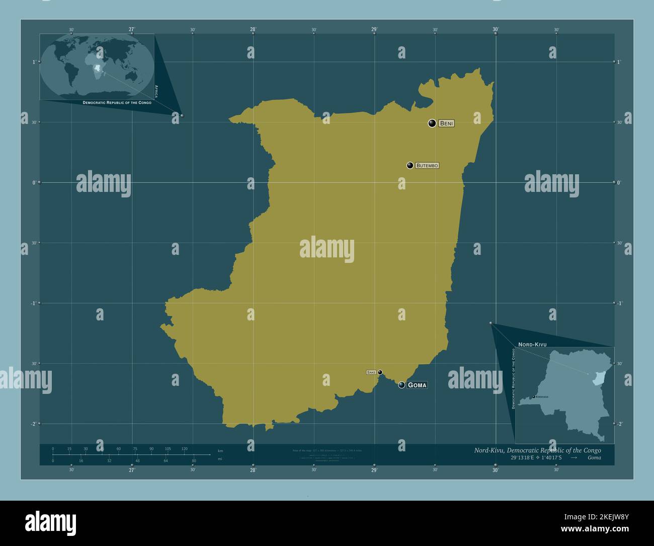 Nord-Kivu, province of Democratic Republic of the Congo. Solid color ...