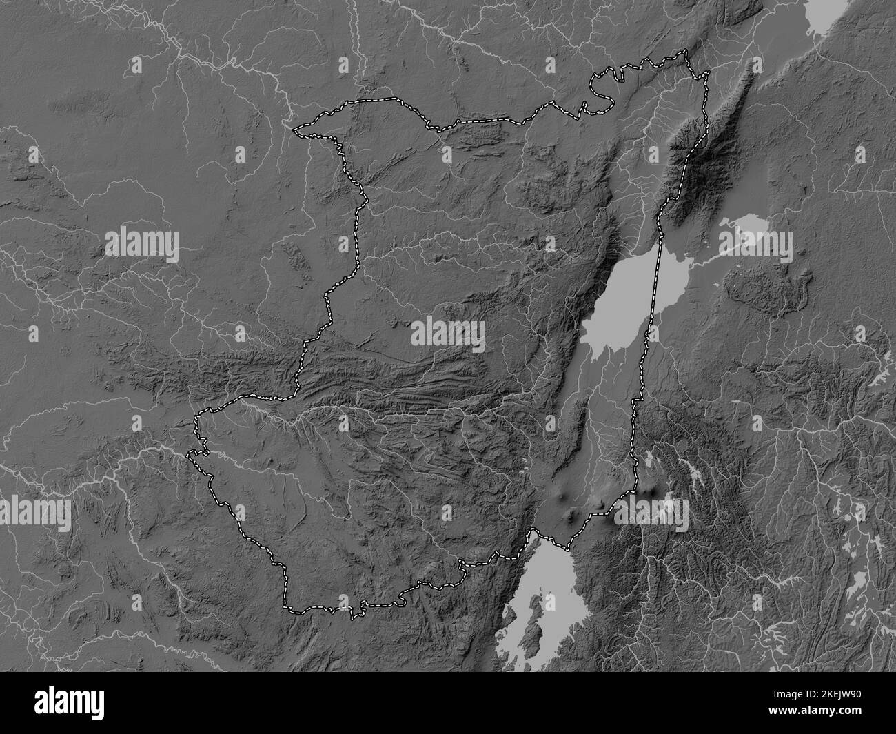 Nord-Kivu, province of Democratic Republic of the Congo. Grayscale ...