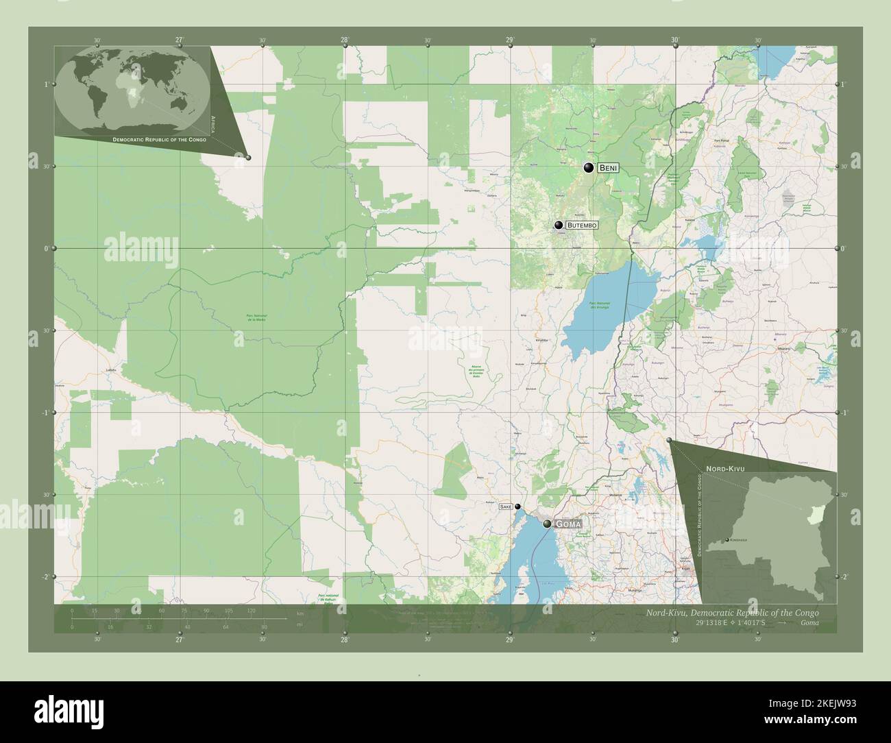 Nord-Kivu, province of Democratic Republic of the Congo. Open Street ...