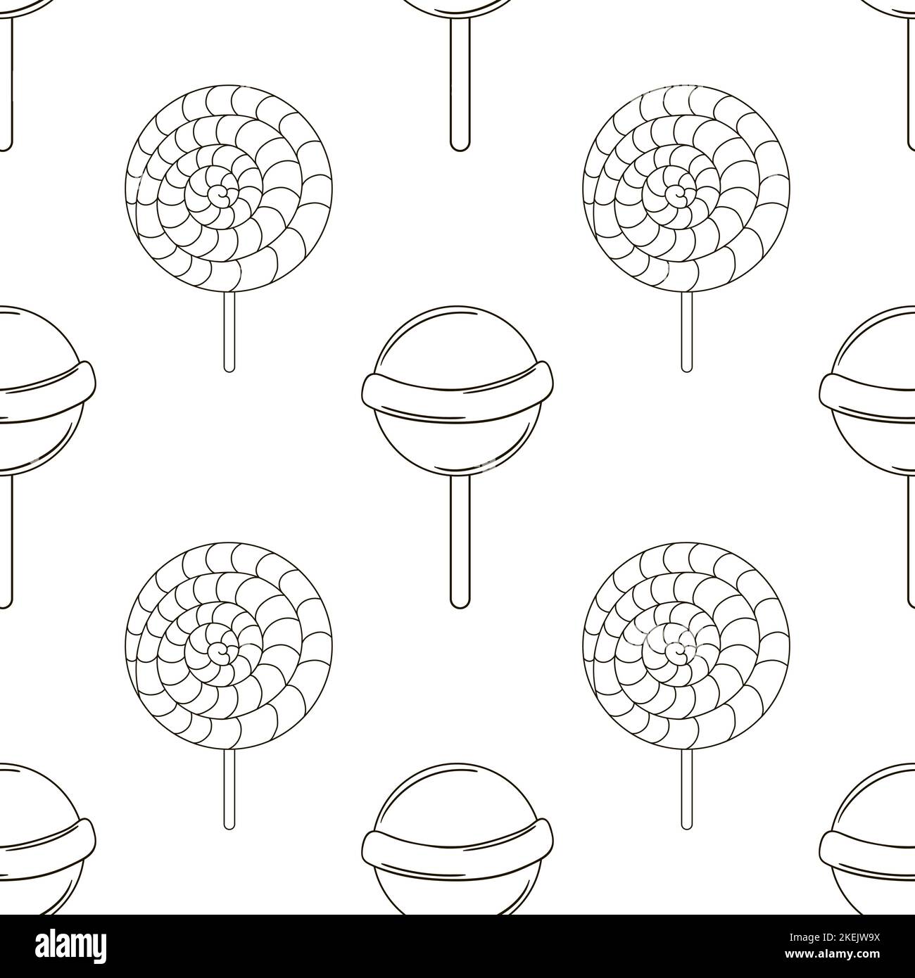 Cute pattern with sweets. Round Coloring lollipops seamless pattern ...
