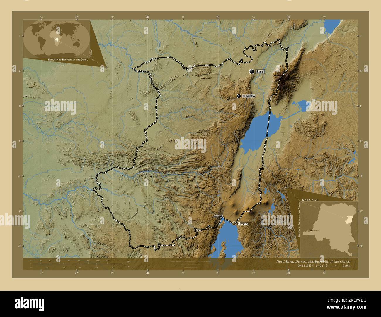 Nord-Kivu, province of Democratic Republic of the Congo. Colored ...