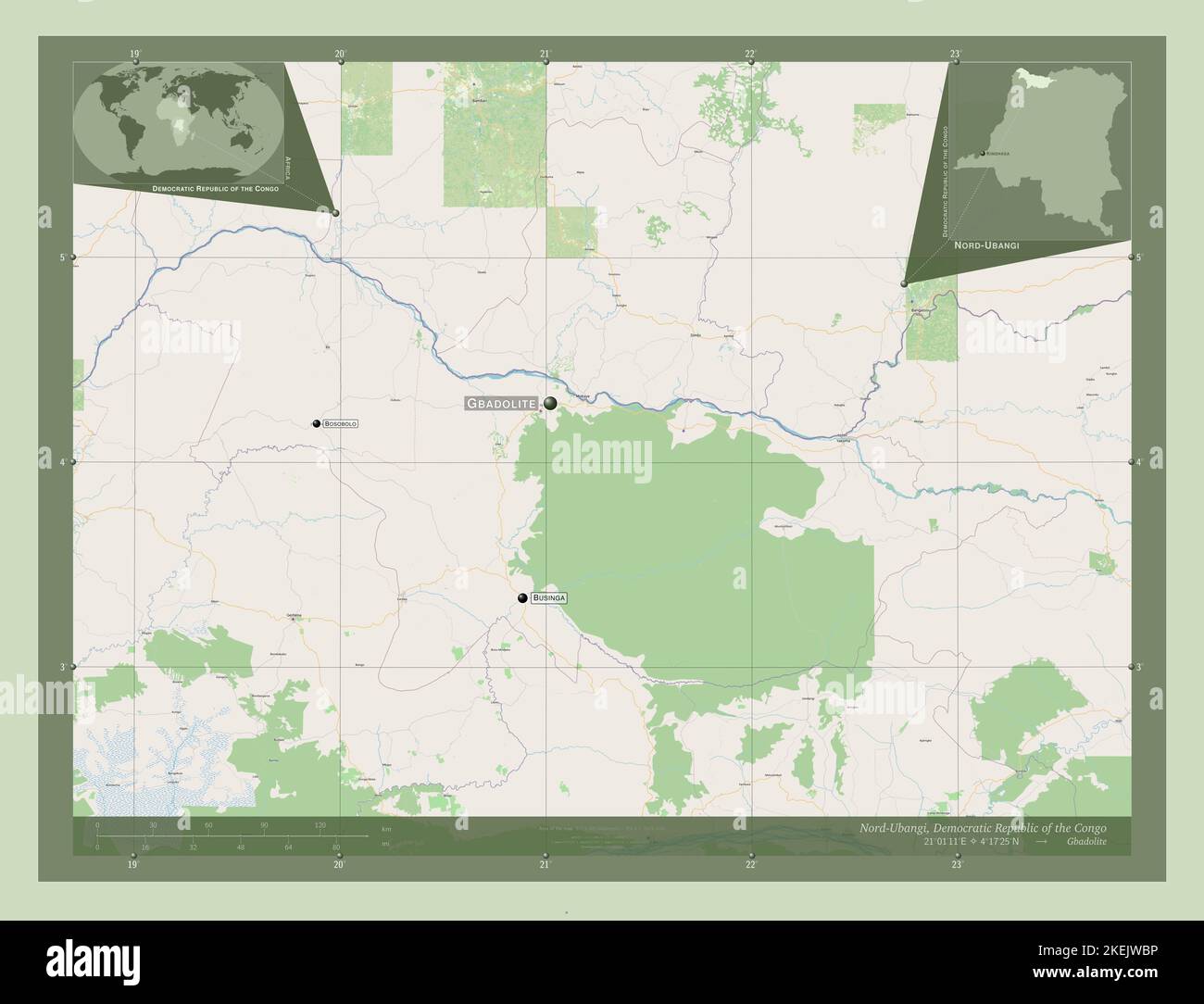 Nord-Ubangi, province of Democratic Republic of the Congo. Open Street ...