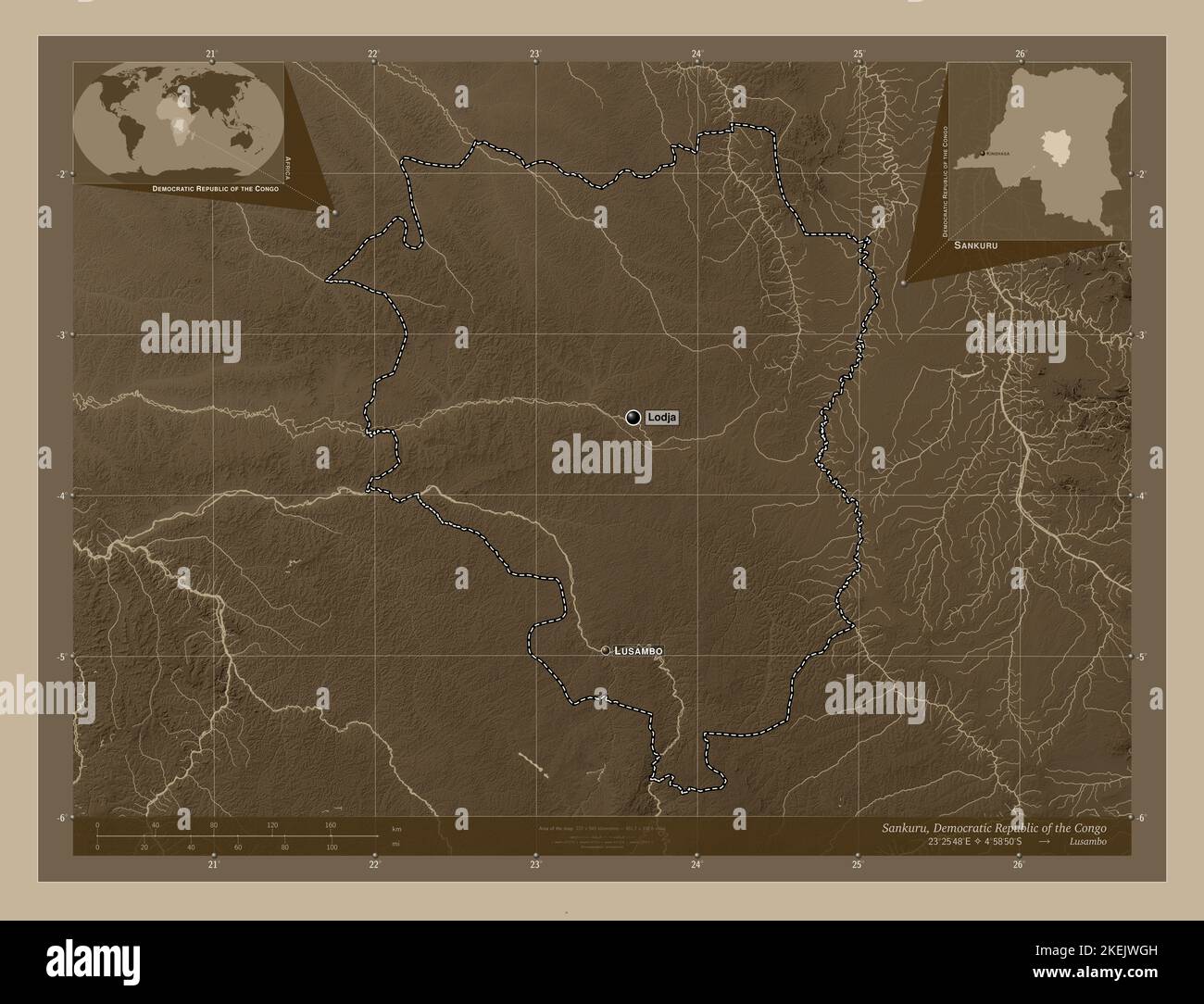 Sankuru, province of Democratic Republic of the Congo. Elevation map ...