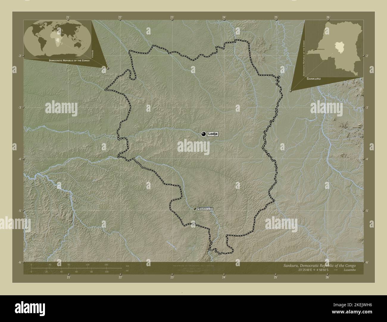 Sankuru, province of Democratic Republic of the Congo. Elevation map ...