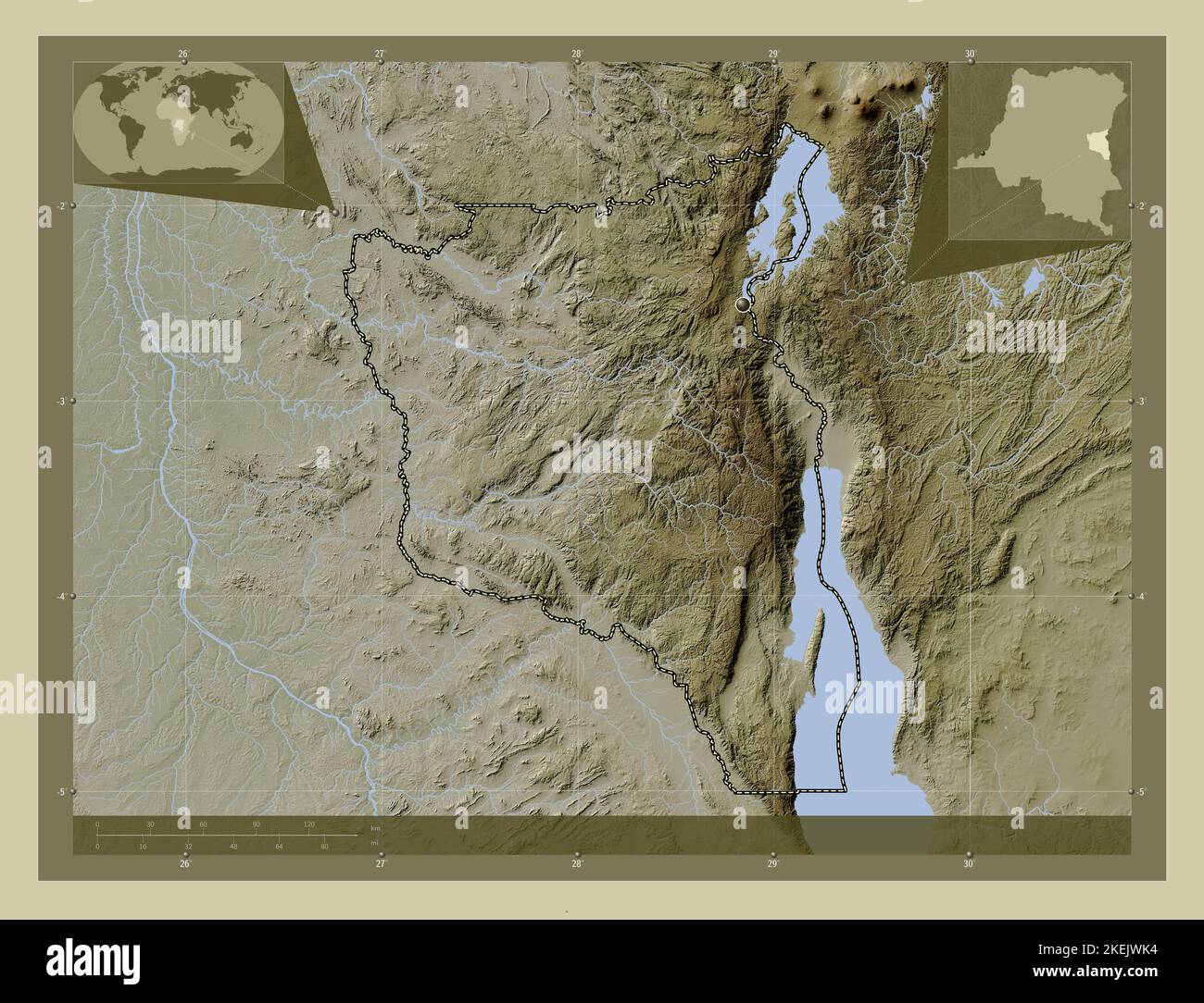 Sud-Kivu, province of Democratic Republic of the Congo. Elevation map ...