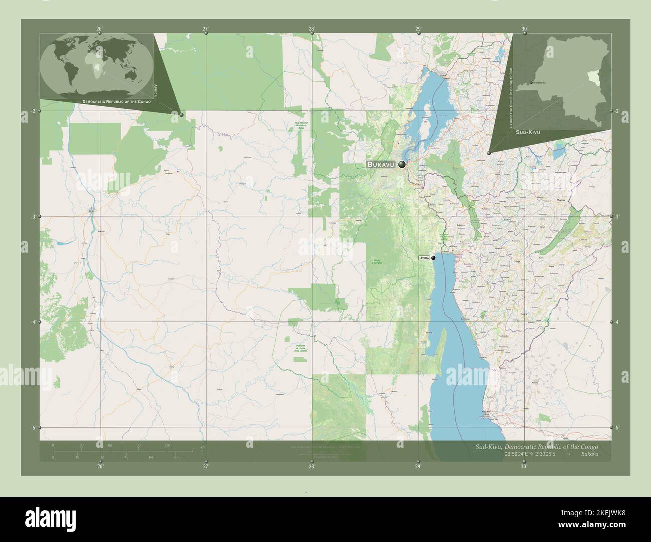 Sud-Kivu, province of Democratic Republic of the Congo. Open Street Map ...