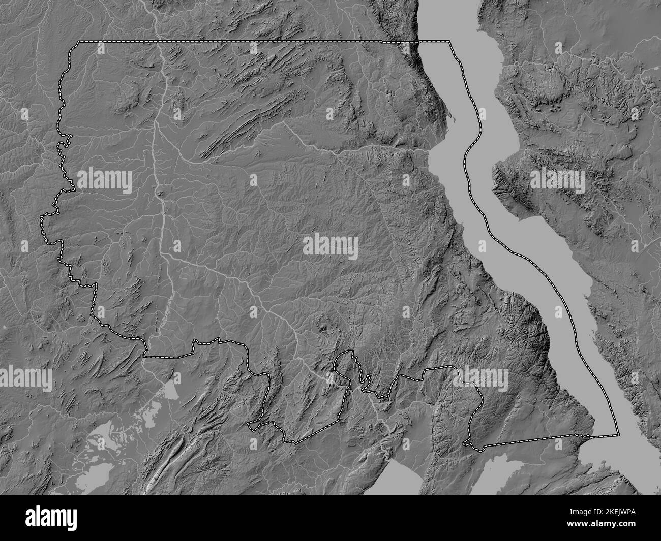 Tanganyika, province of Democratic Republic of the Congo. Bilevel elevation map with lakes and ...