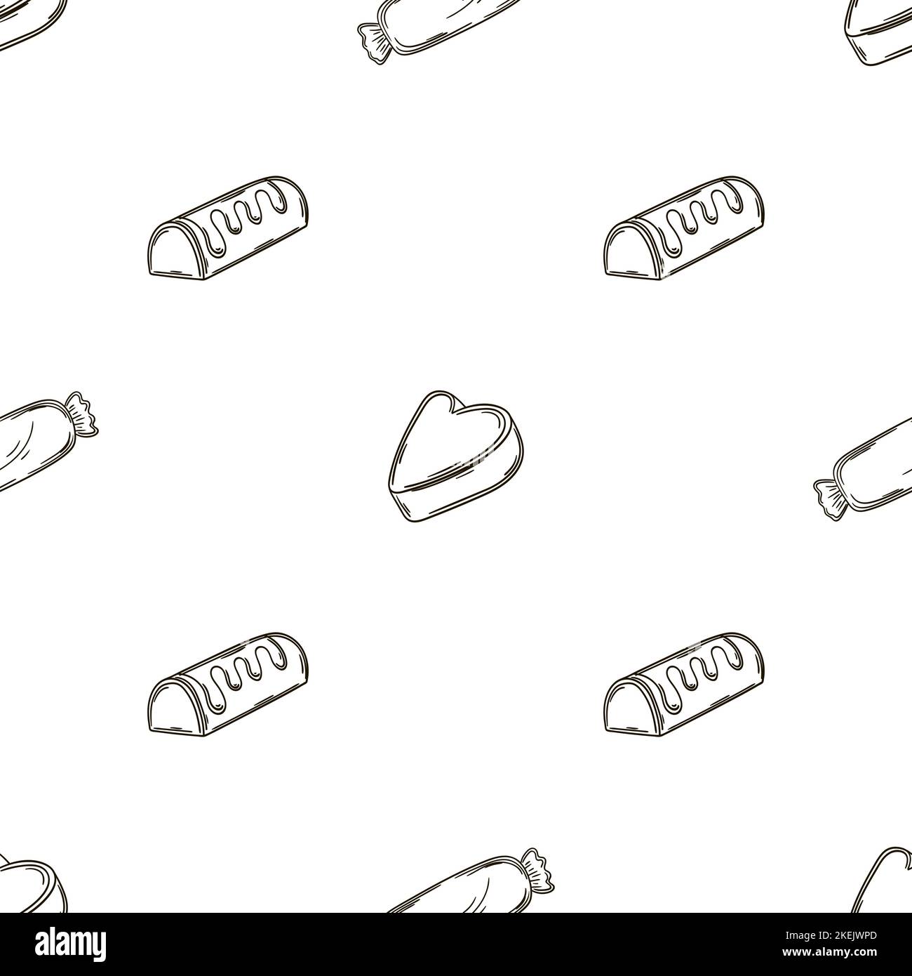 Cute pattern with sweets. Coloring candy seamless pattern. Print for ...