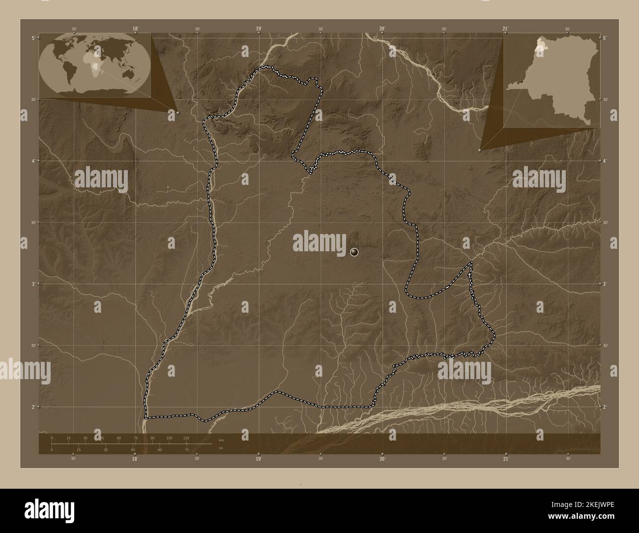 Sud-Ubangi, province of Democratic Republic of the Congo. Elevation map ...