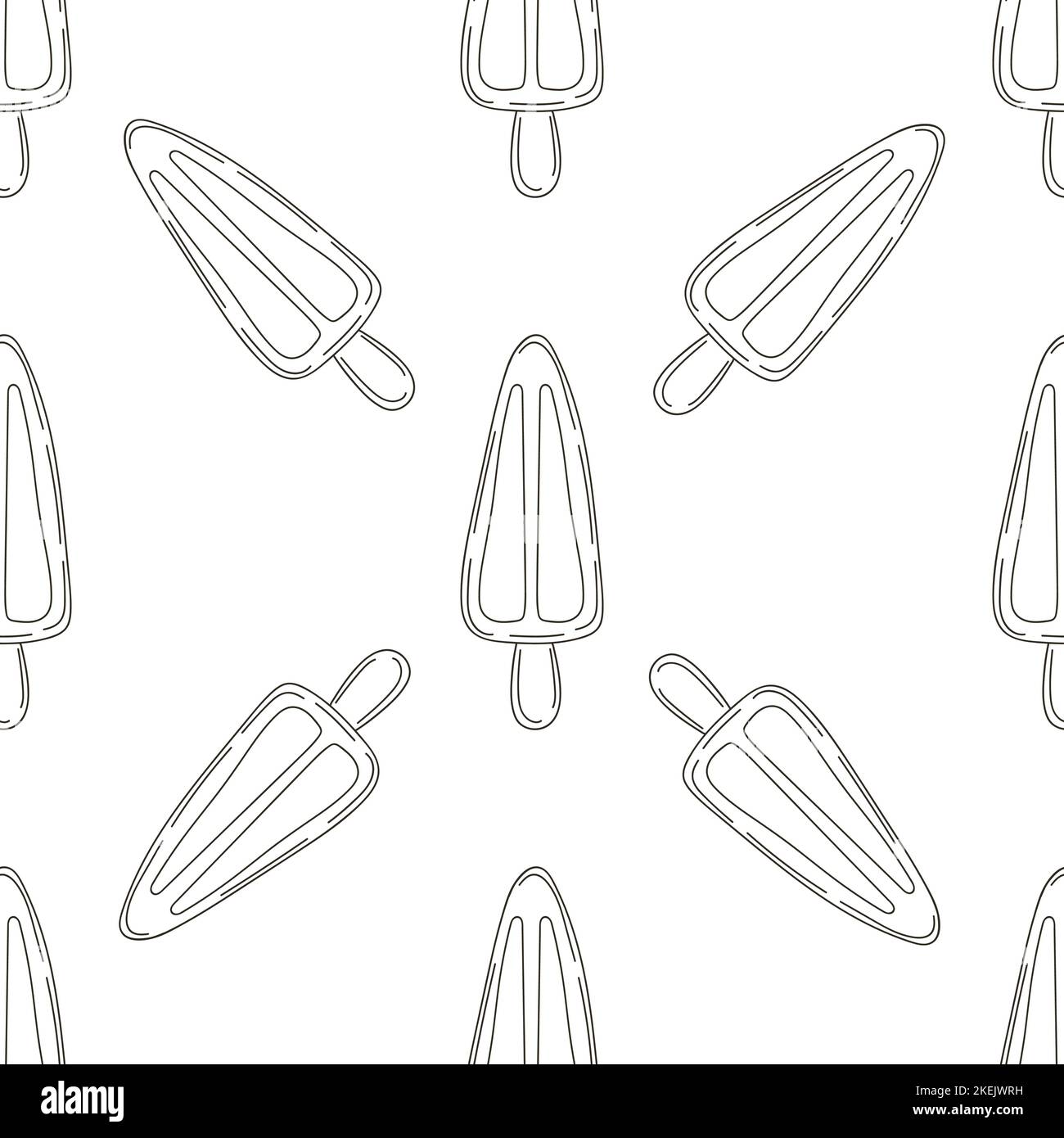 Coloring ice cream seamless pattern. Berry ice cream. Cute summer ...