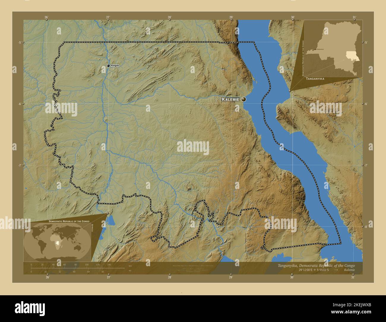 Tanganyika, province of Democratic Republic of the Congo. Colored ...