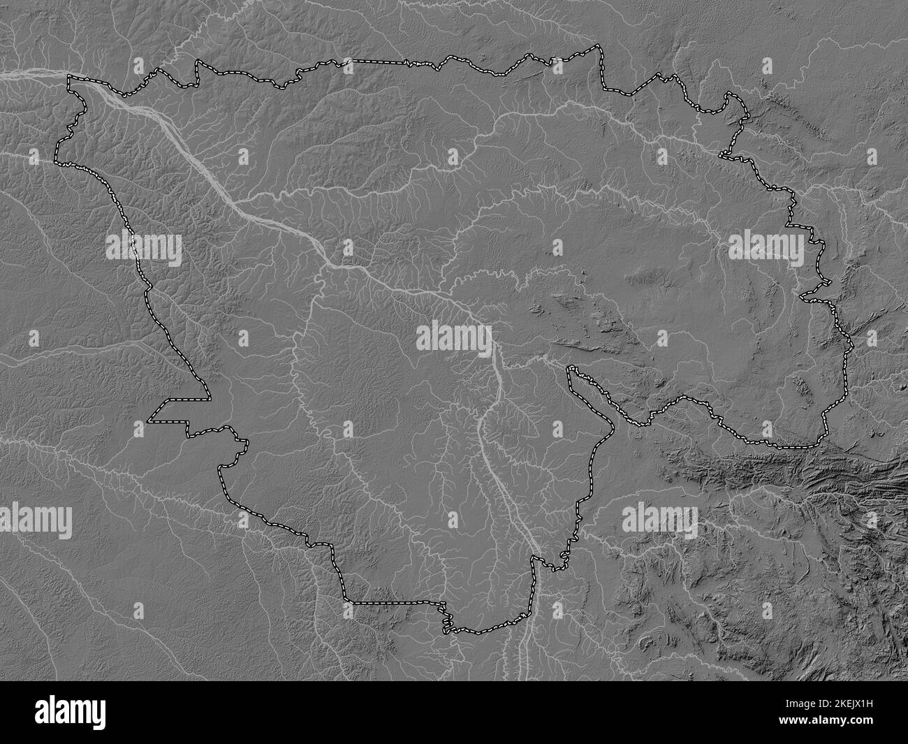 Tshopo, province of Democratic Republic of the Congo. Bilevel elevation map with lakes and ...