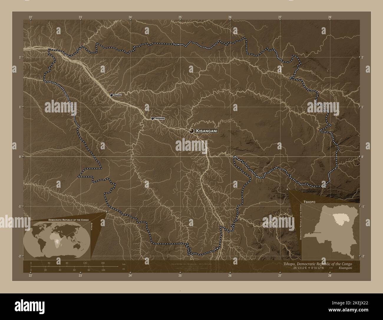 Tshopo, province of Democratic Republic of the Congo. Elevation map ...