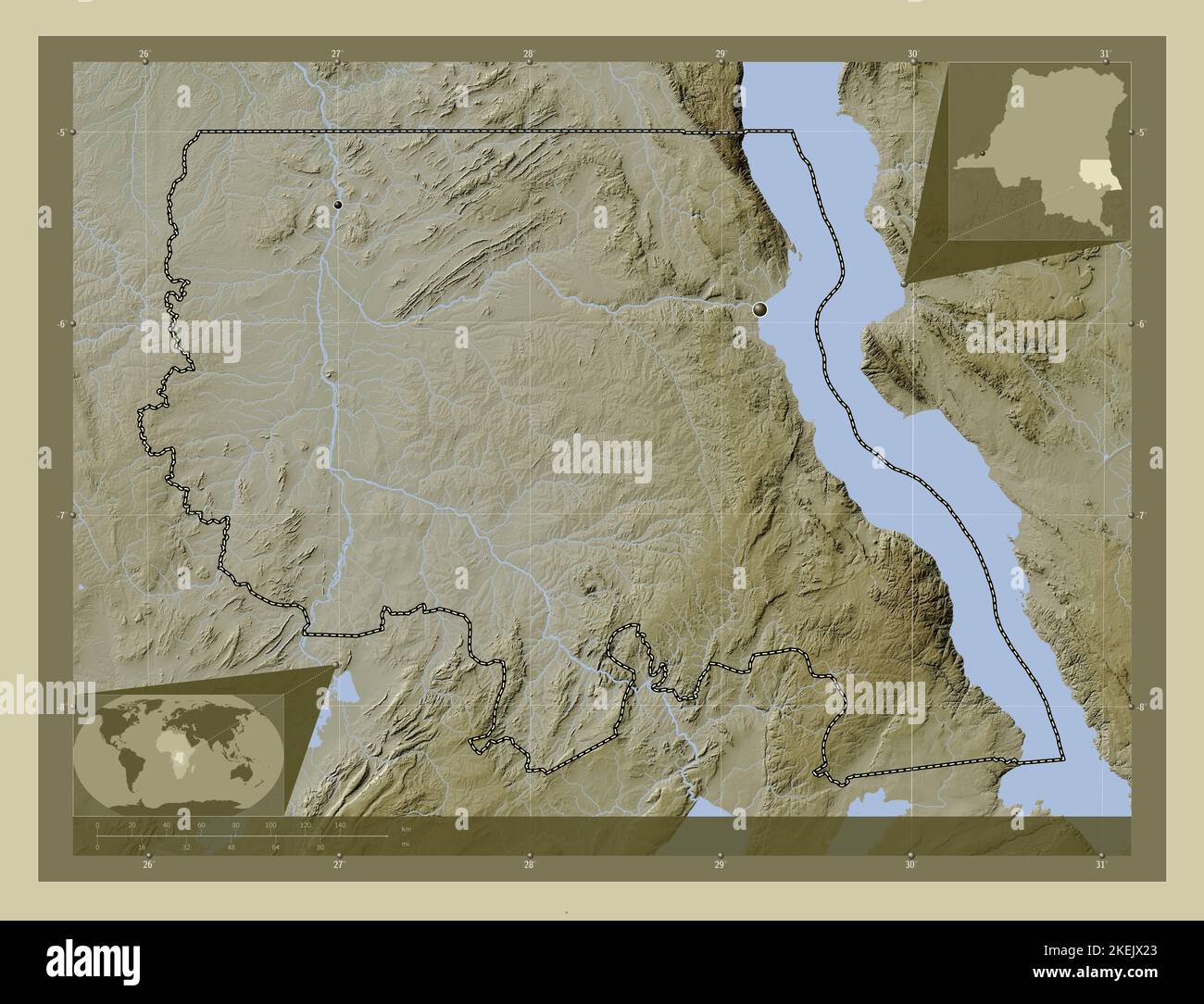 Tanganyika, province of Democratic Republic of the Congo. Elevation map ...