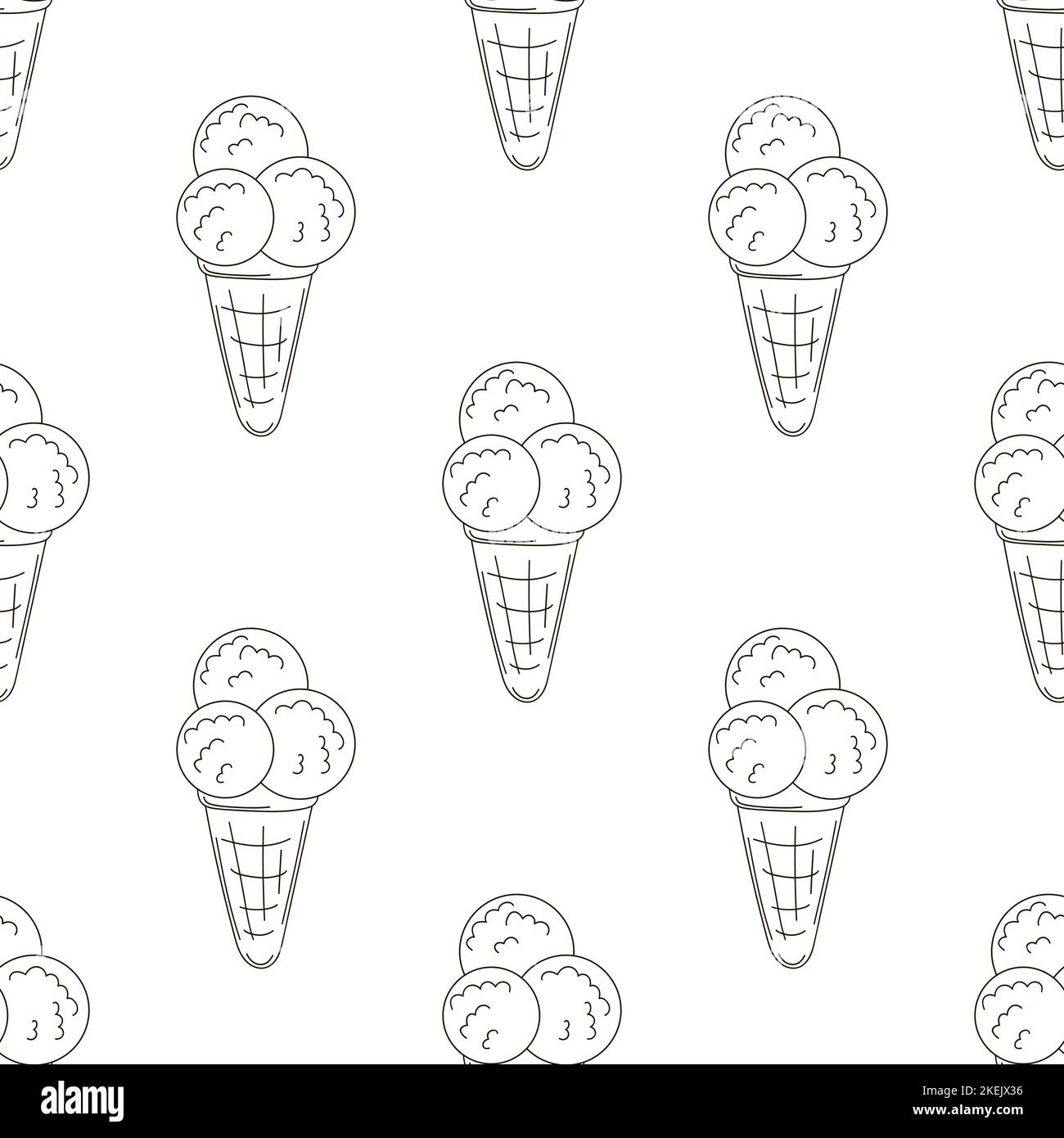 Coloring ice cream balls. Ice cream seamless pattern. Cute pattern ...