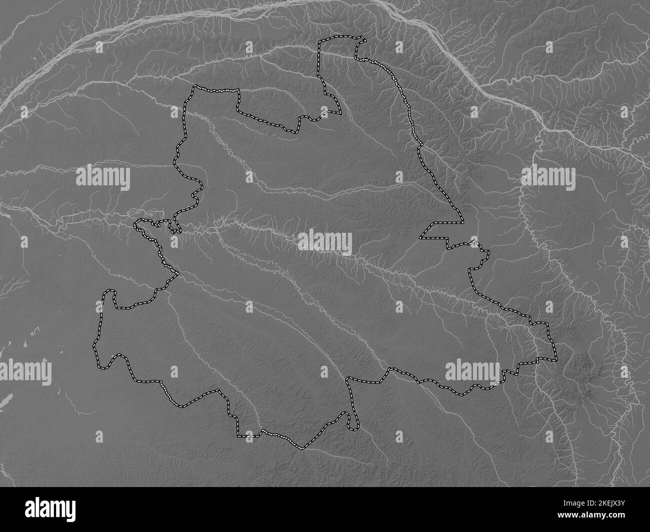 Tshuapa, province of Democratic Republic of the Congo. Grayscale ...