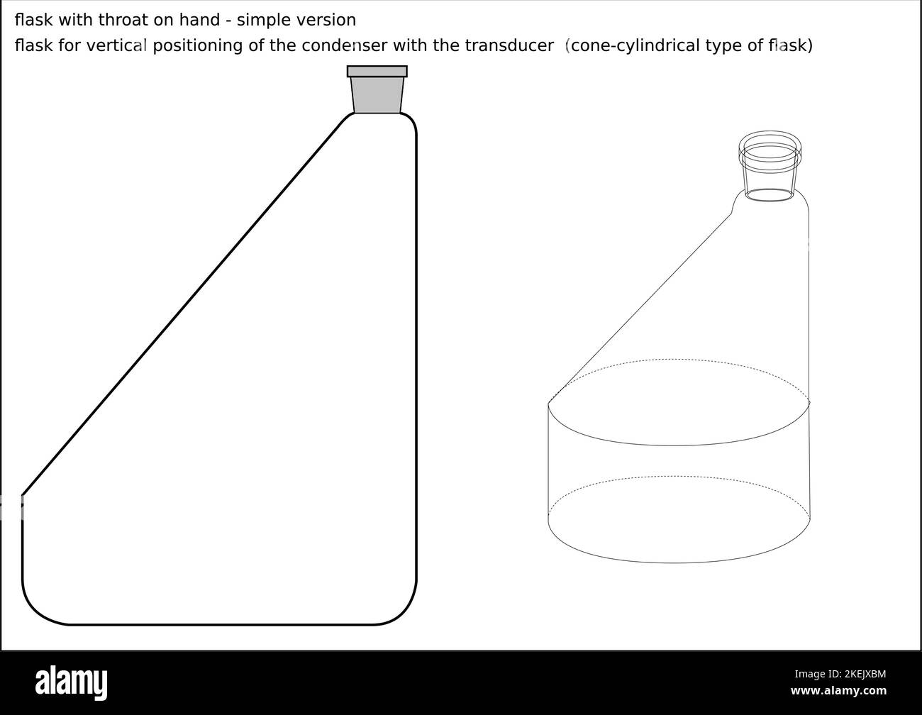 A technical drawing of a laboratory flask with a throat on hand Stock ...