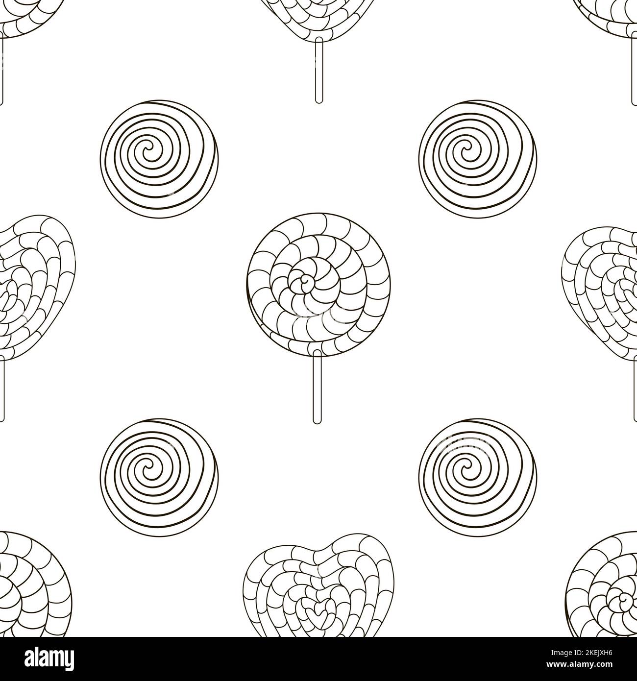 Candies. Cute pattern with sweets. Coloring lollipops seamless pattern ...