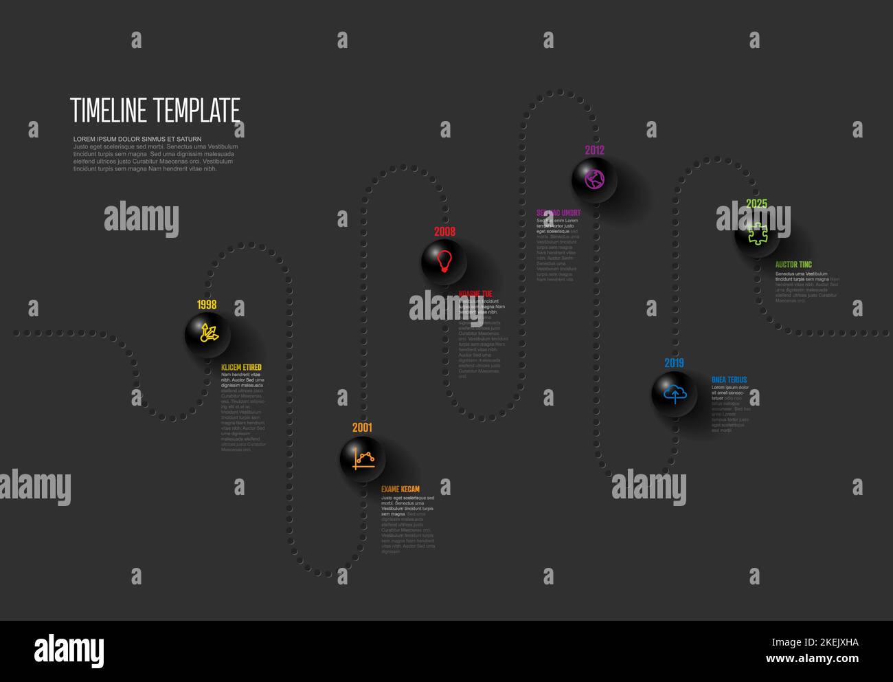Vector Infographic dotted time line report template with icons and ...