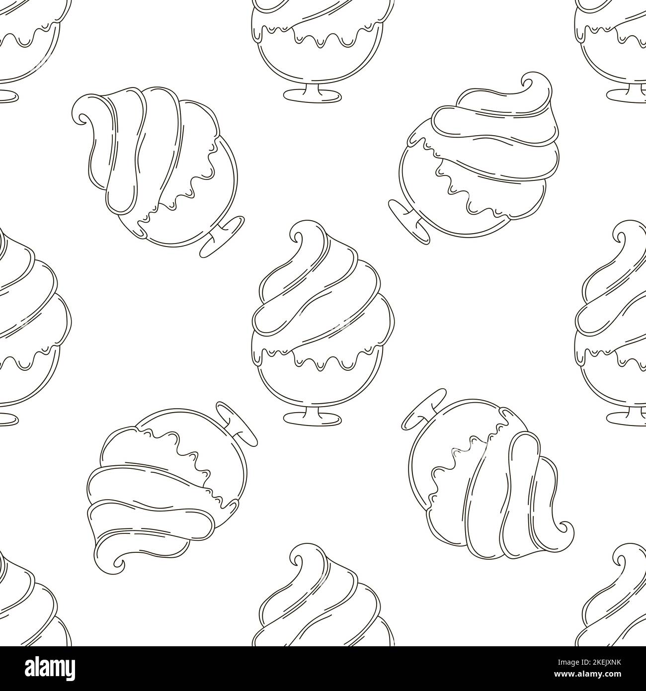 Coloring ice cream seamless pattern. Berry ice cream. Cute summer ...