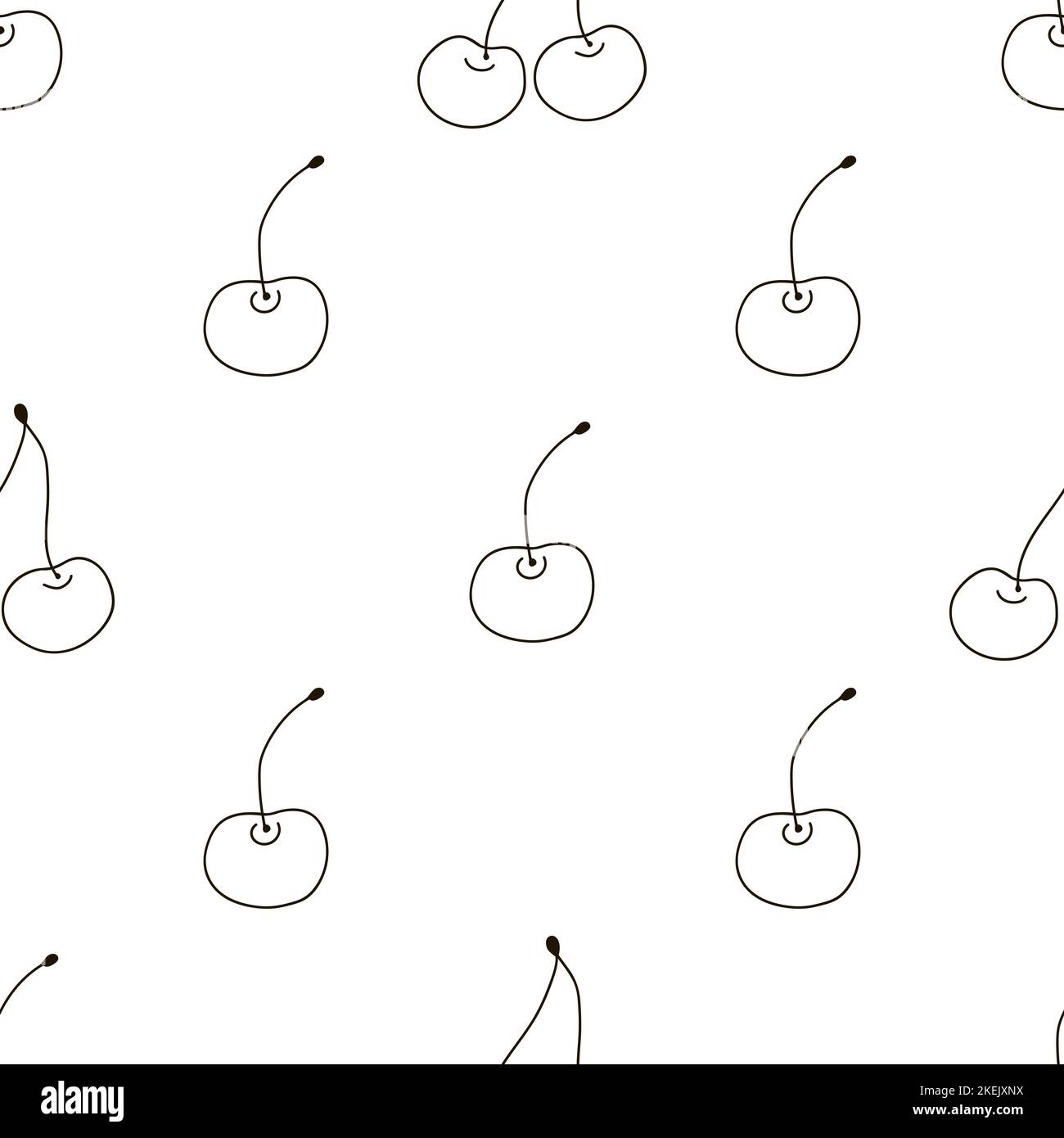 Coloring cherries. Berries seamless pattern. Cute pattern with cherries ...