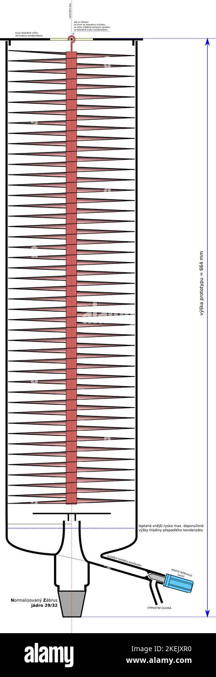 A vertical technical drawing of a passive heatsink with internal copper ...