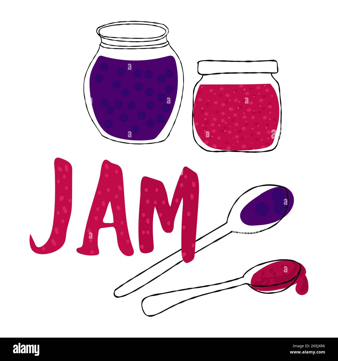 Homemade jars of jam illustration isolated on white background Stock ...