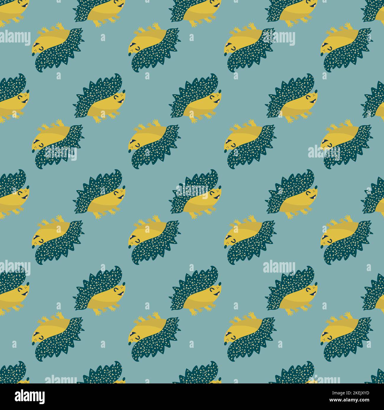Cute vector spiky, prickly, hedgehog seamless pattern background ...