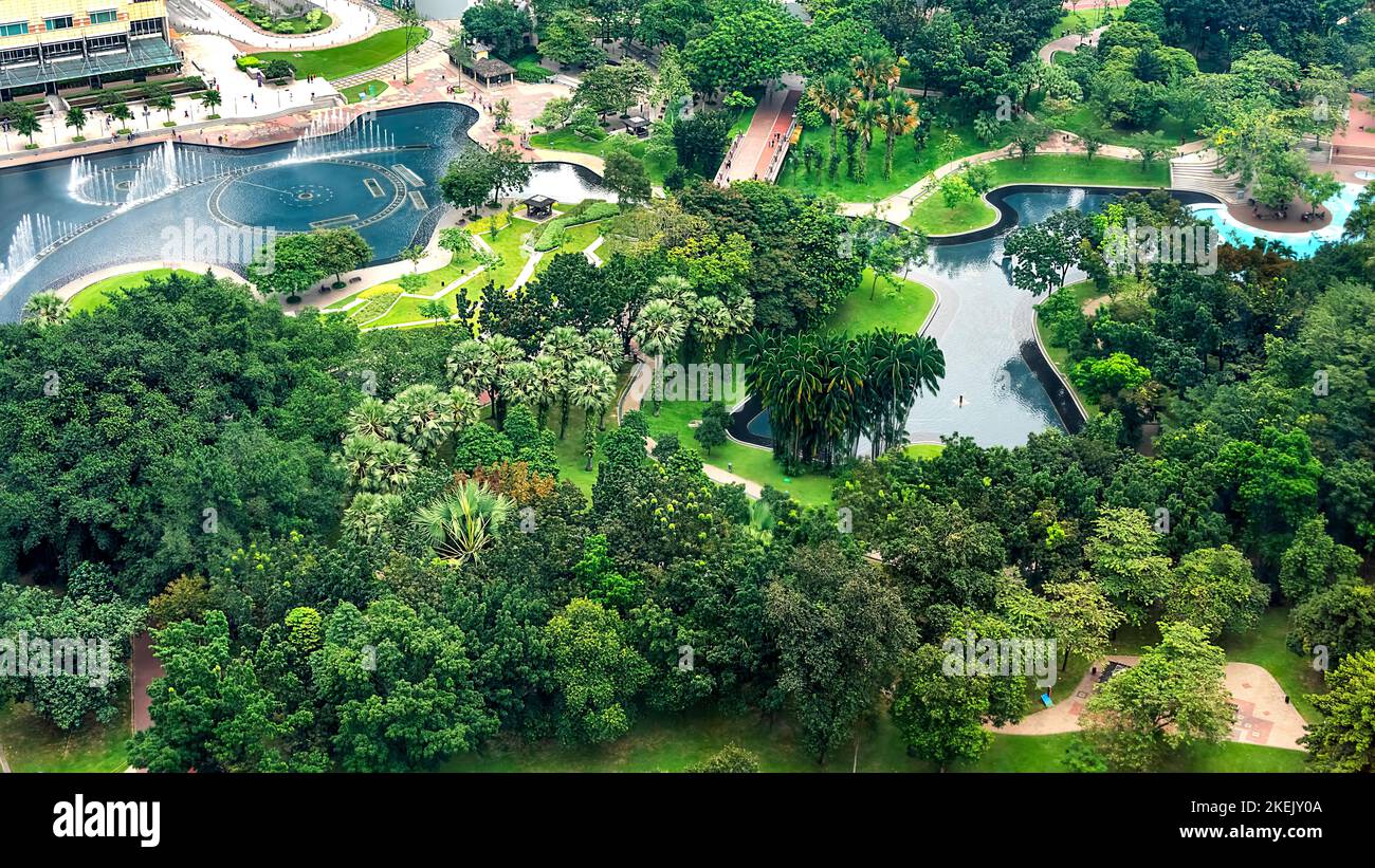An aerial view of KLCC Park in Kuala Lumpur, Malaysia Stock Photo - Alamy