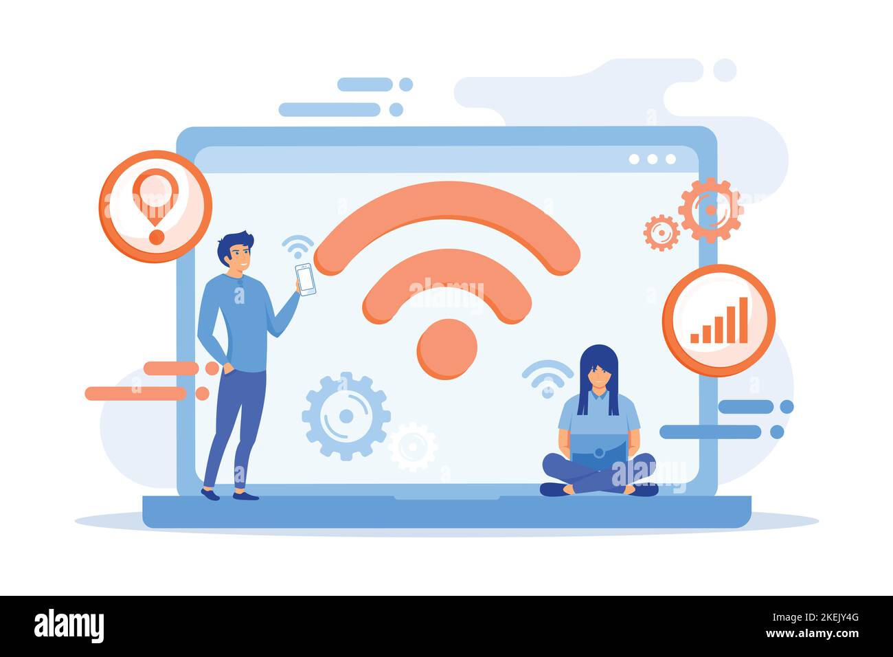 Wi fi wireless network cartoon hi-res stock photography and images - Alamy