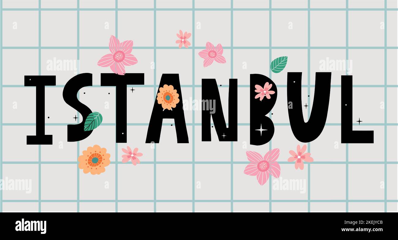Istanbul. Hand lettering. Vector logo of Istanbul in black color with ...