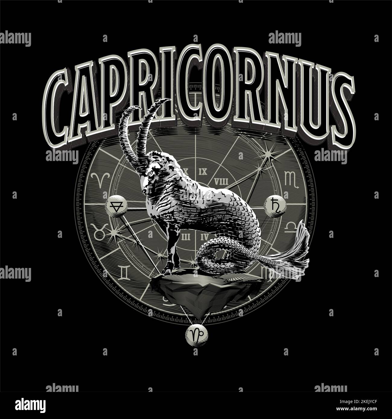 Astrology zodiac Capricornus horoscope symbol in circle Stock Vector ...