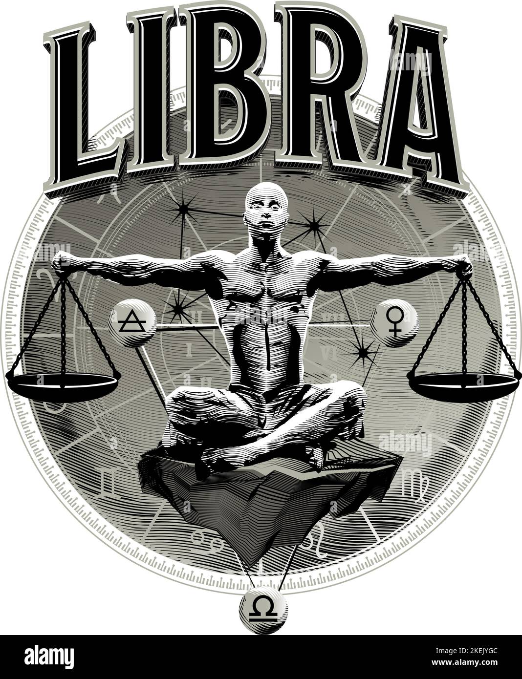 Astrology zodiac Libra horoscope symbol in circle Stock Vector Image ...