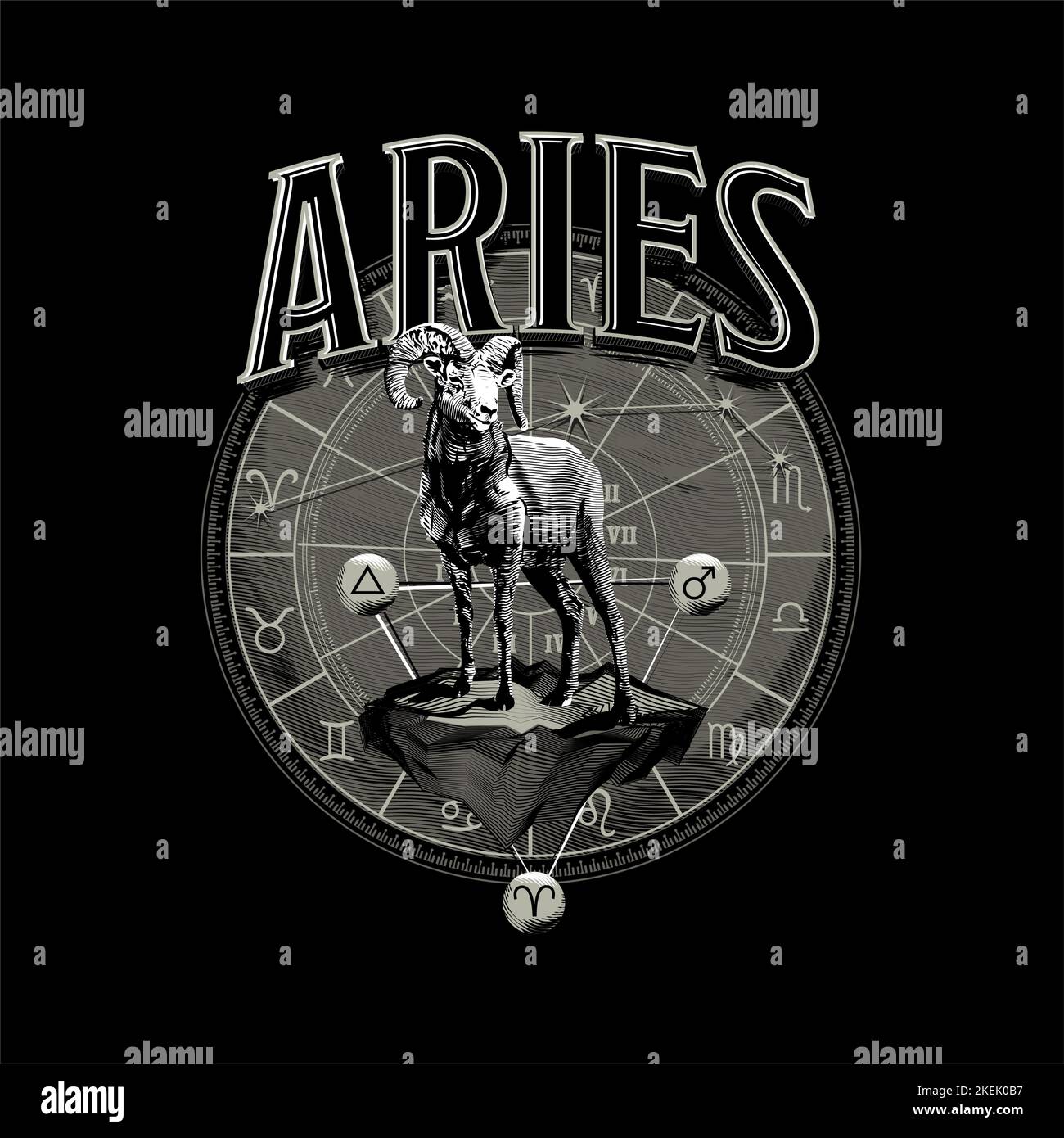 Astrology zodiac Aries horoscope symbol in circle Stock Vector Image & Art - Alamy