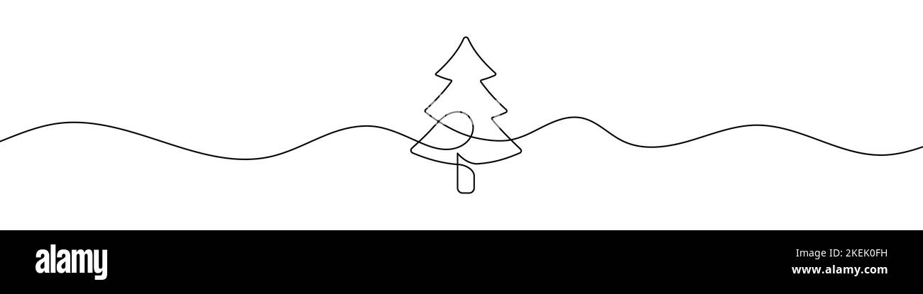 Continuous line drawing of christmas tree. Christmas tree line ... Continuous line drawing of christmas tree. Christmas tree line ...