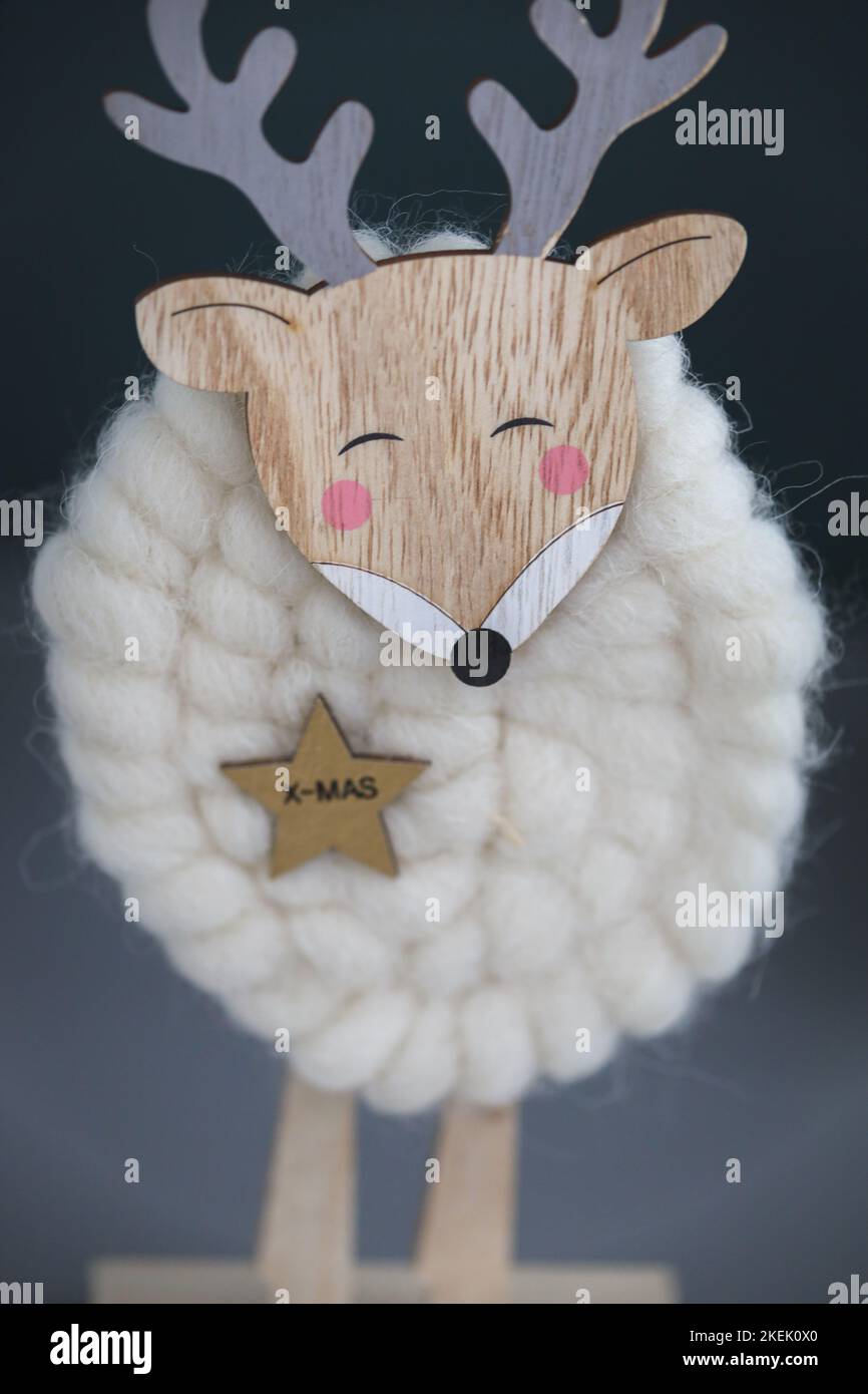 Fluffy reindeer character Christmas Decoration Stock Photo - Alamy