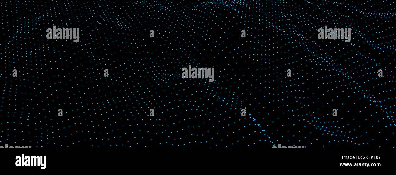 abstract technology particle grid background, 3d render, panoramic ...