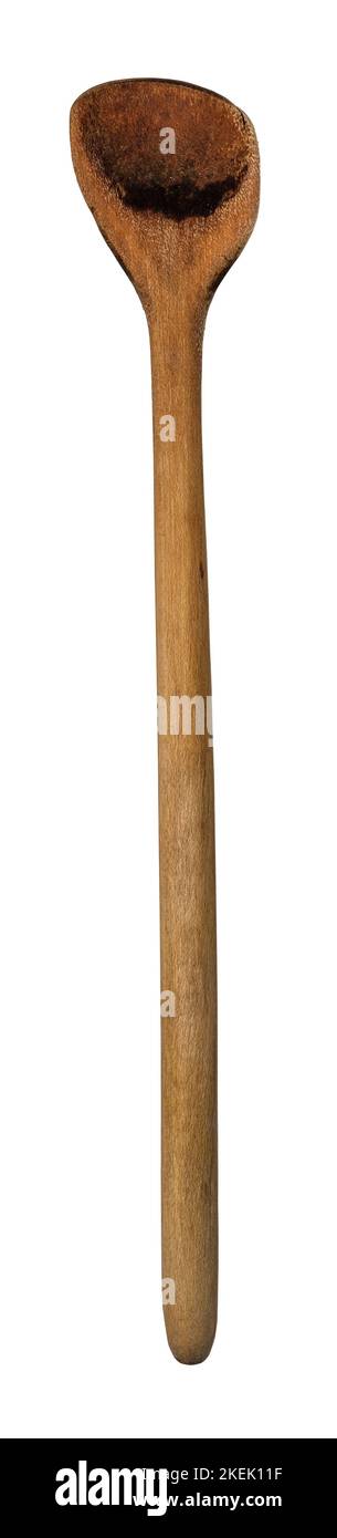 old wooden cooking spoon isolated on white background Stock Photo - Alamy