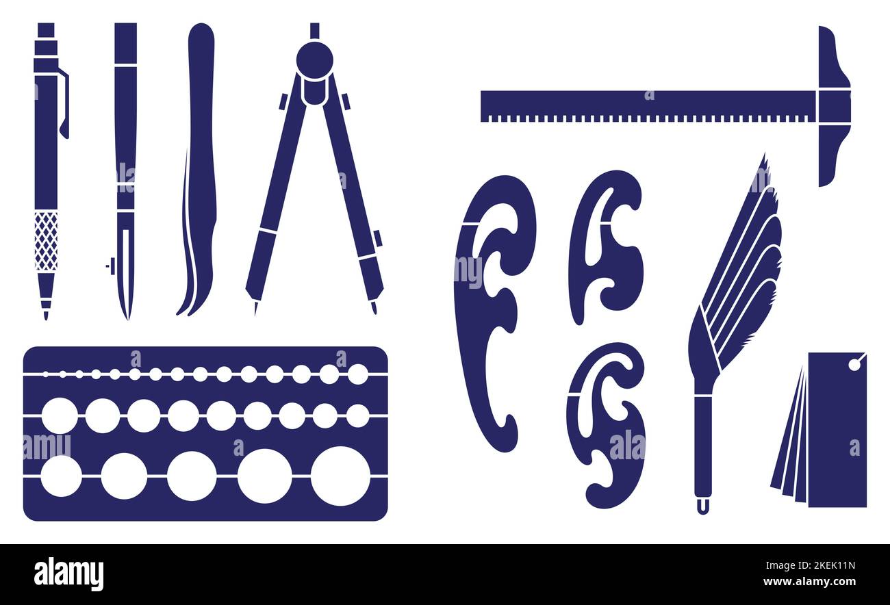 Precision drawing instruments Stock Vector Images - Alamy