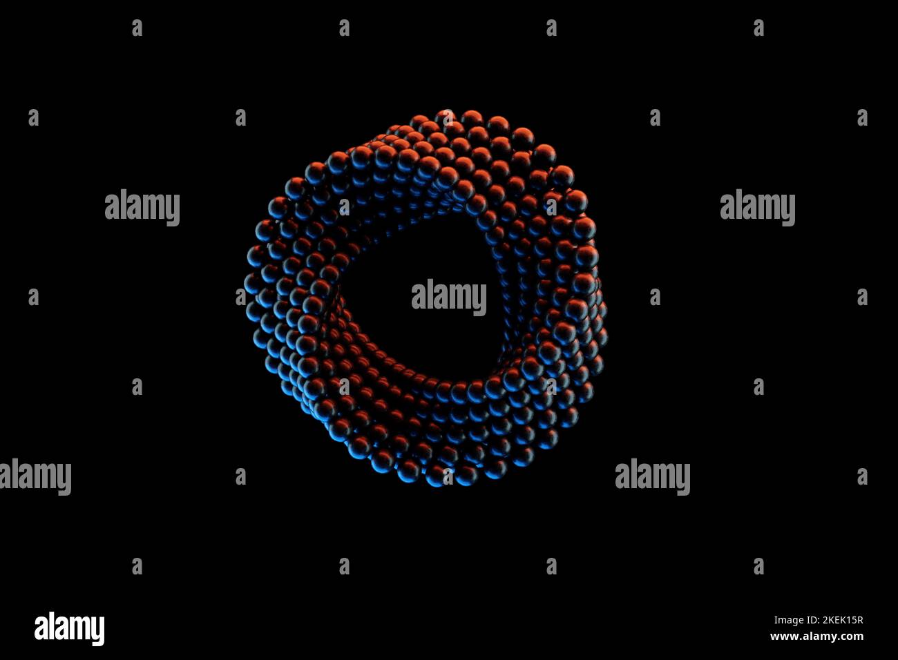 Twisted ring of glowing spheres, futuristic technology or science ...