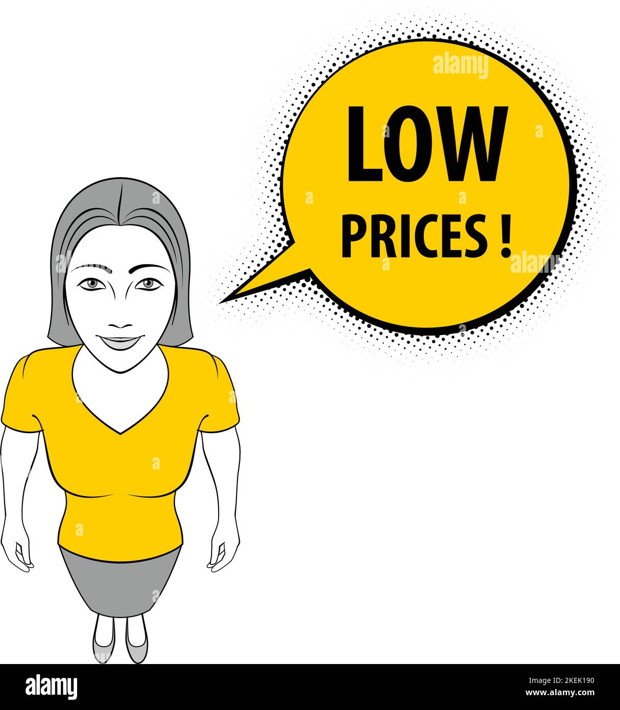 Cartoon Illustration of a Young Woman Giving a Thumbs Up. Low Prices ...
