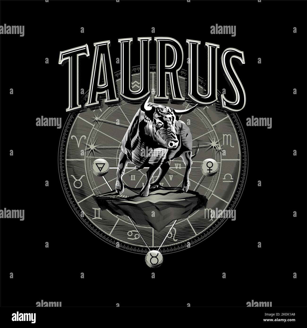 Astrology zodiac Taurus. horoscope symbol in circle Stock Vector Image ...