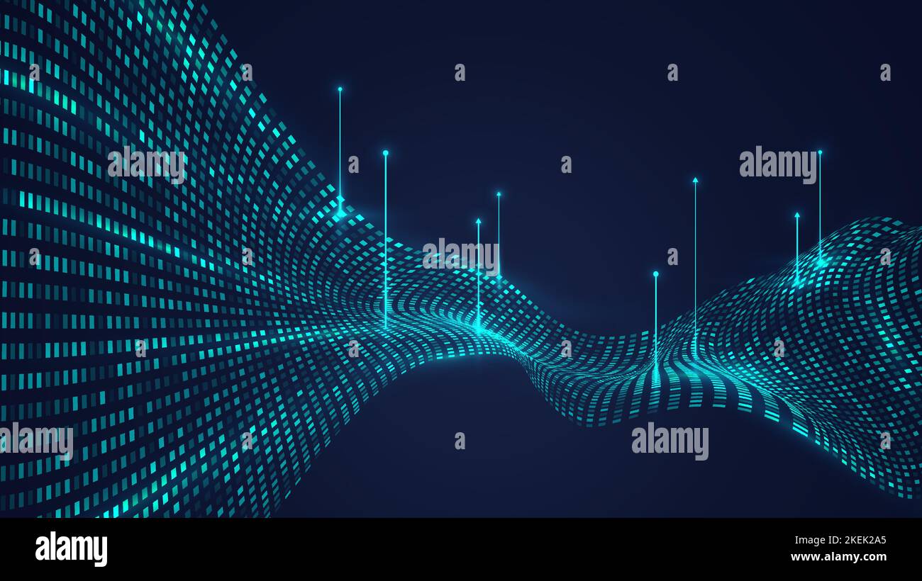 Abstract modern technology digital futuristic big data concept blue squares pixel dynamic ...