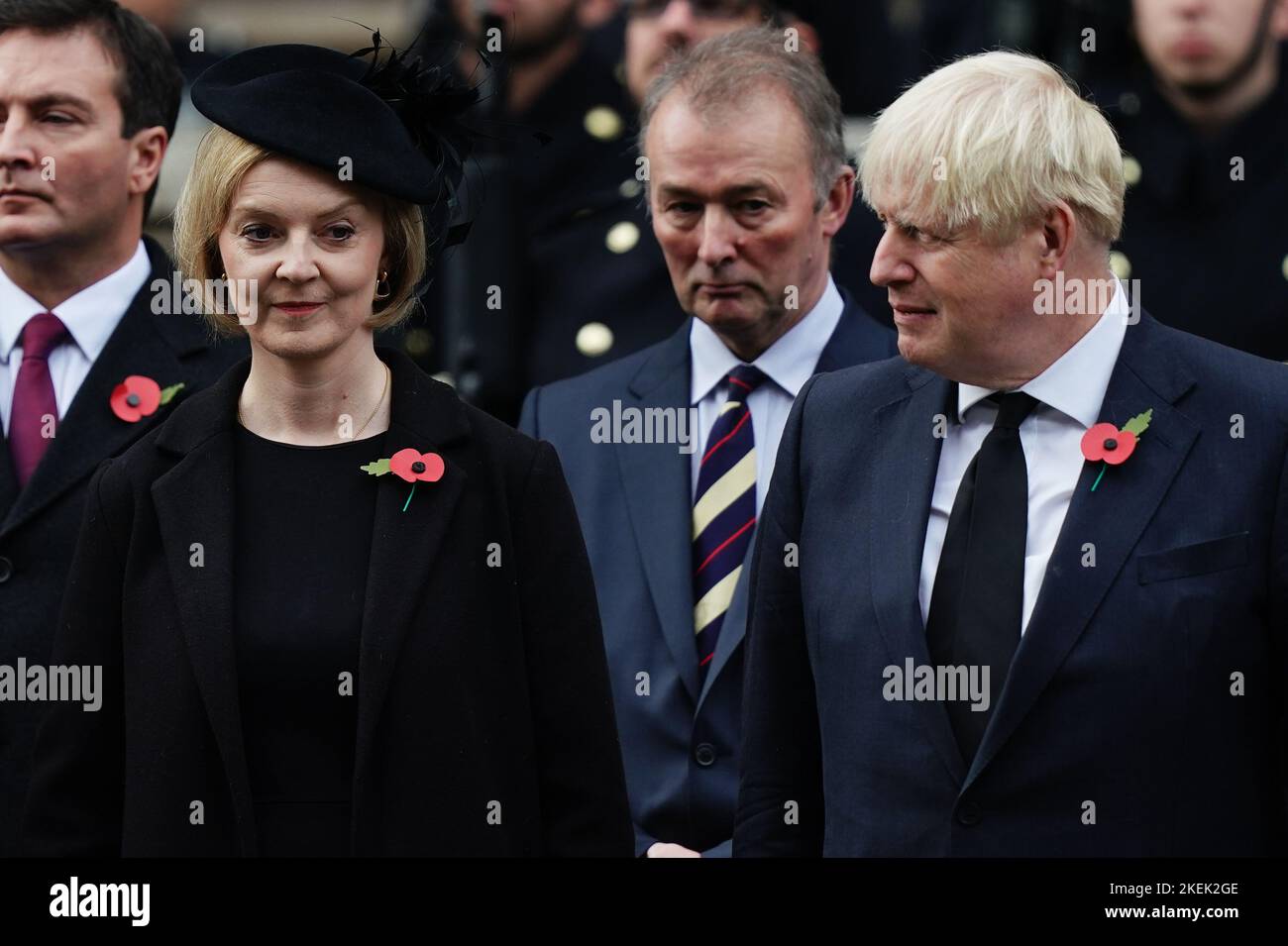 Former prime ministers Liz Truss and Boris Johnson during the ...