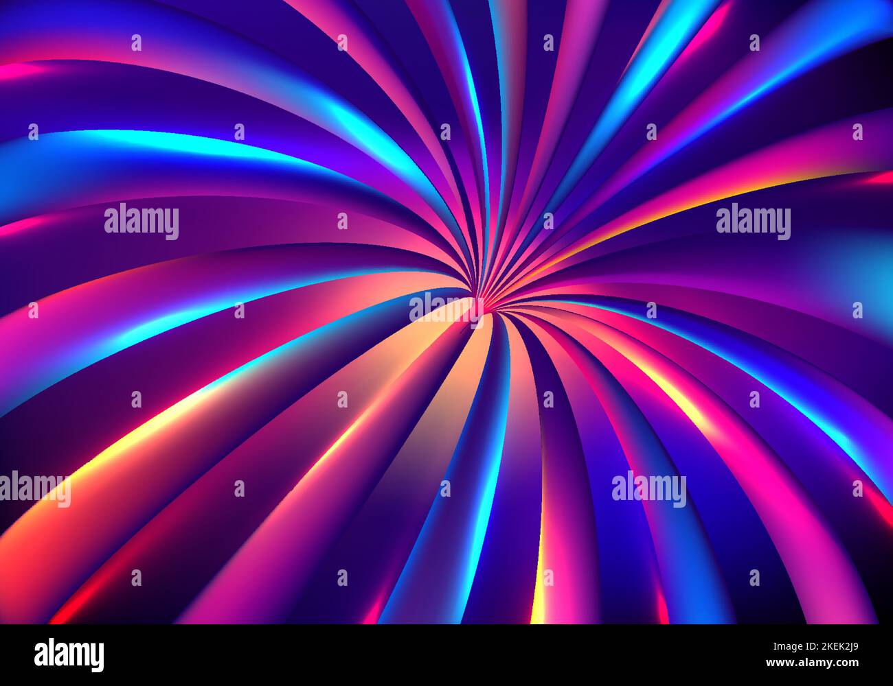 Abstract digital technology concept 3D neon colors glowing light rays ...